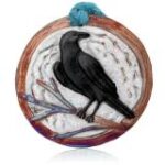 Raven, Raku Hanging Ornament - Crow - Heaven & Nature Store